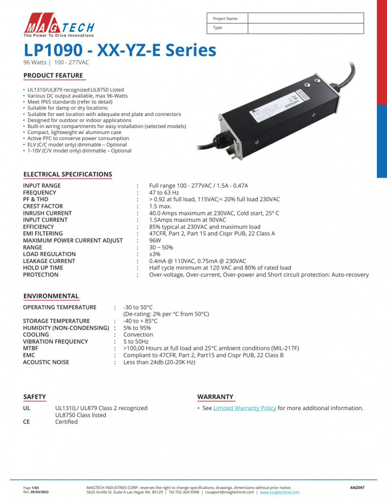 LP1090 series datasheet page 1