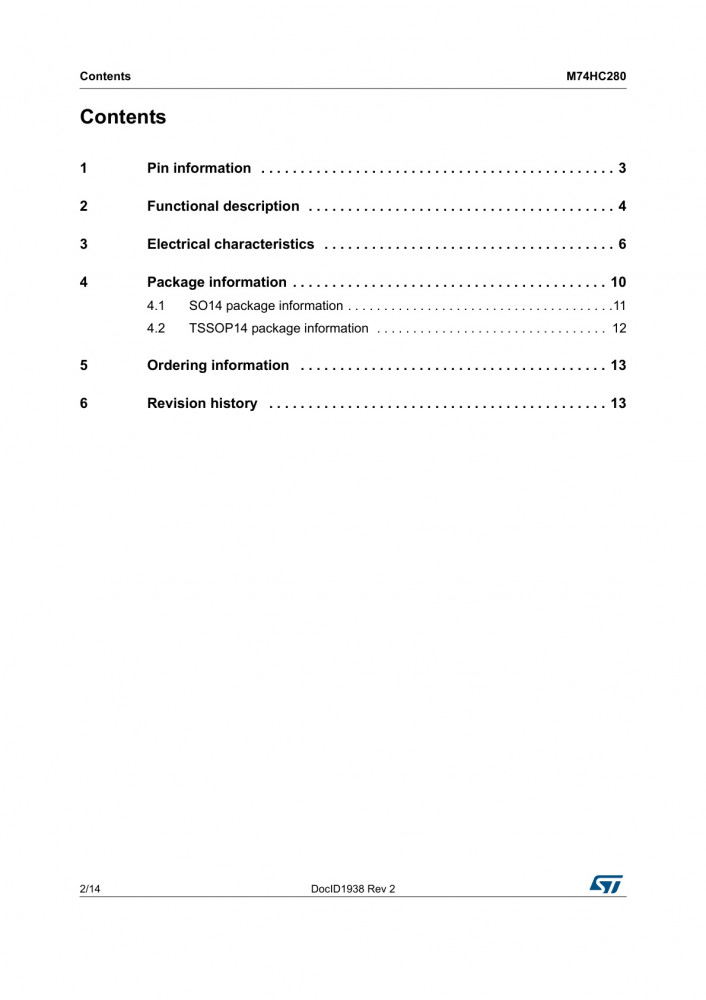 M74HC280YRM13TR datasheet page 2