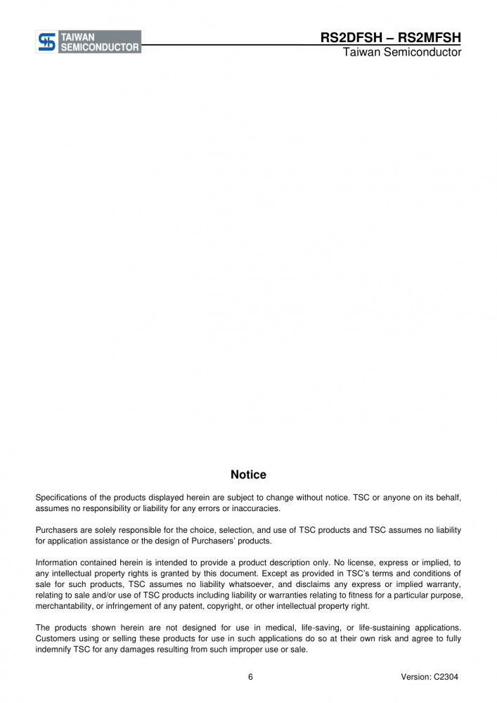 Taiwan Semiconductor RS2xFSH datasheet page 6