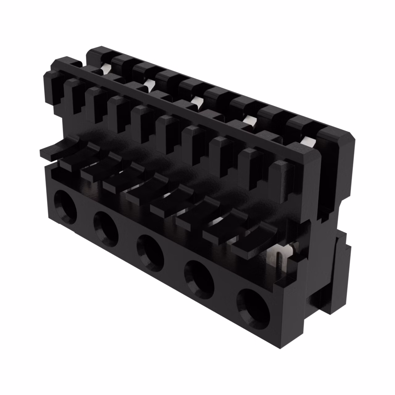 5.00mm R-Power RAST Female Connector, 10.0A, Tin Plated, 5 Circuits, UL94-V0, Fully Coded, Open End Walls, Black for sale