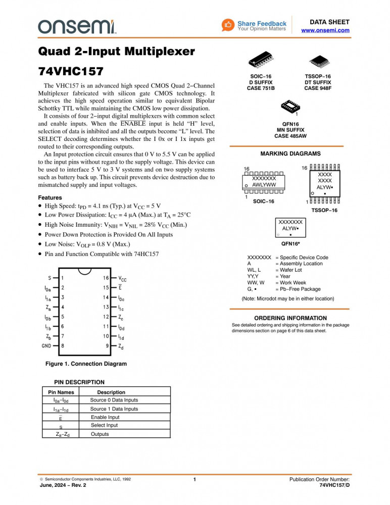 74VHC157 document page 1