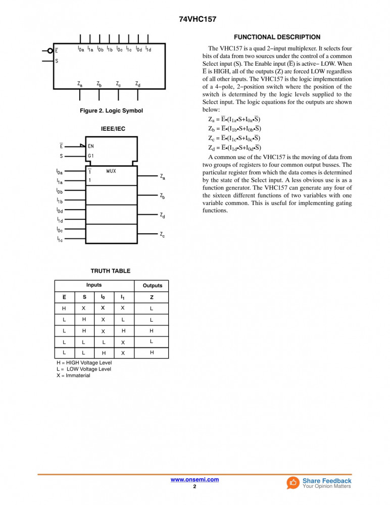 74VHC157 document page 2