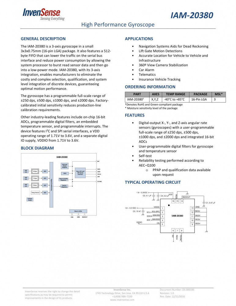 IAM-20380 datasheet page 1