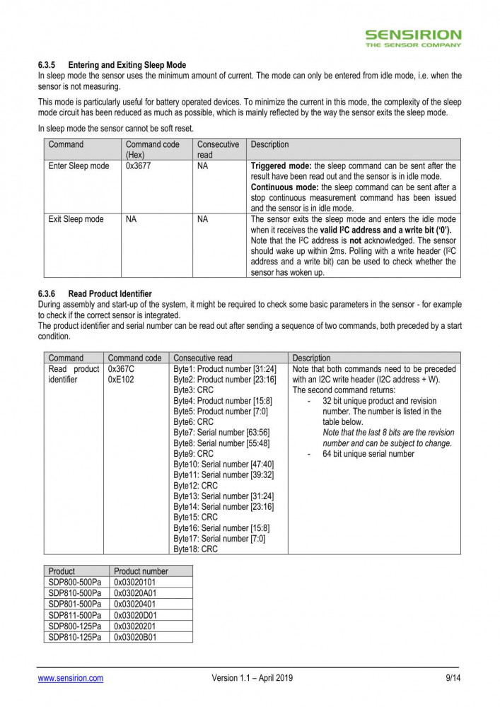 SDP800 datasheet page 9
