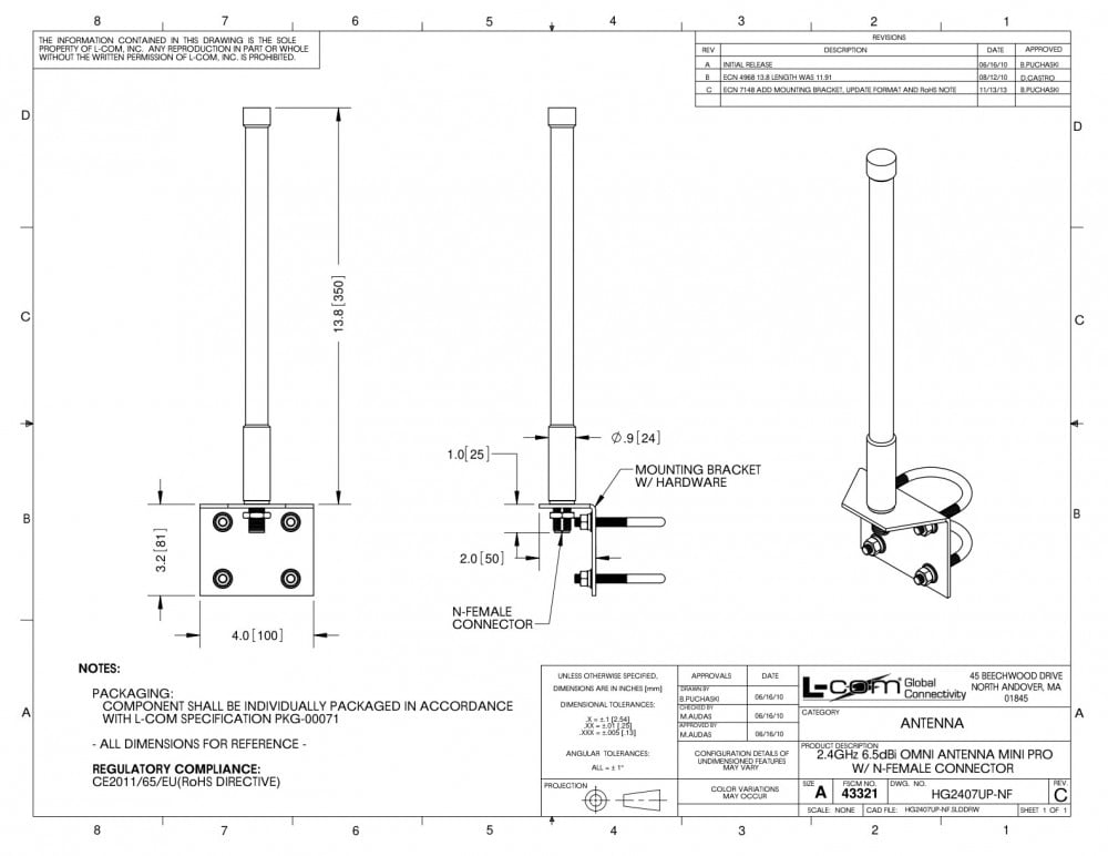 L-com HG2407UP-NF engineering drawing