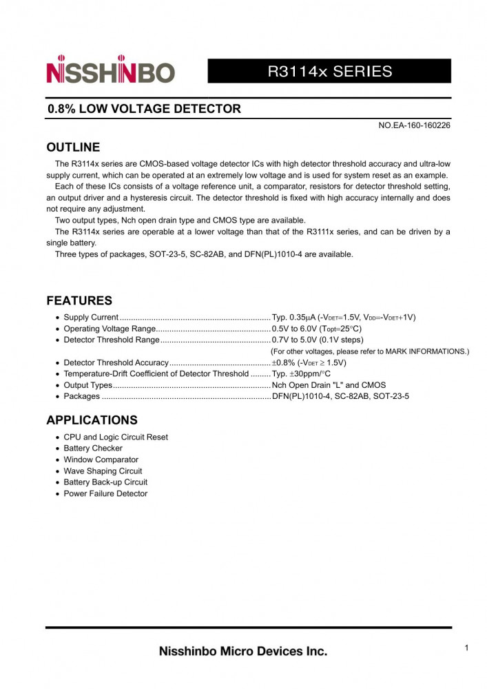 R3114 datasheet page 1
