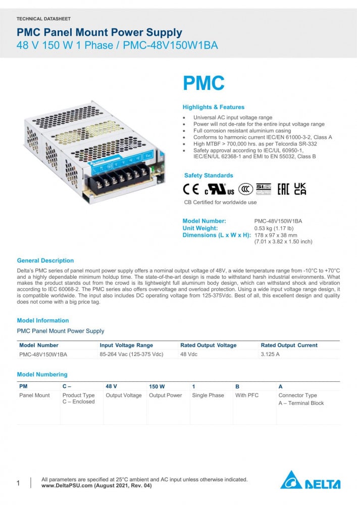 PMC-48V150W1BJ document page 1