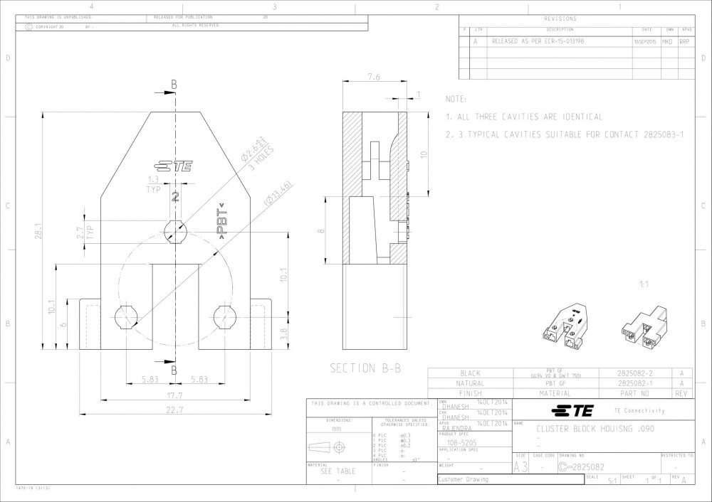 TE Connectivity 2825082-2 technical drawing preview