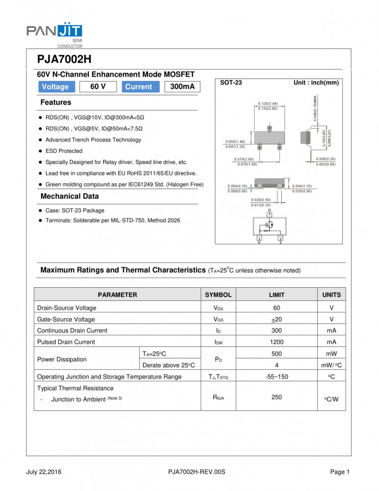 PJA7002H datasheet page 1