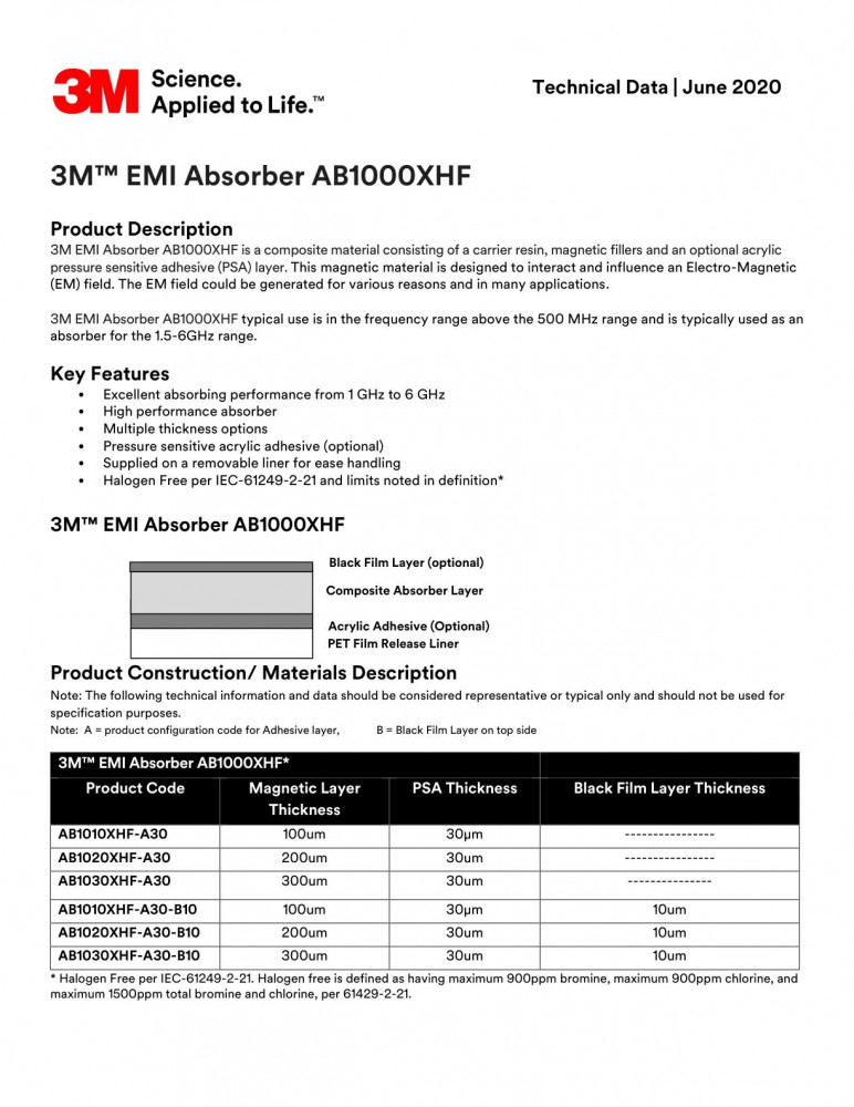3M AB1000XHF technical document page 1