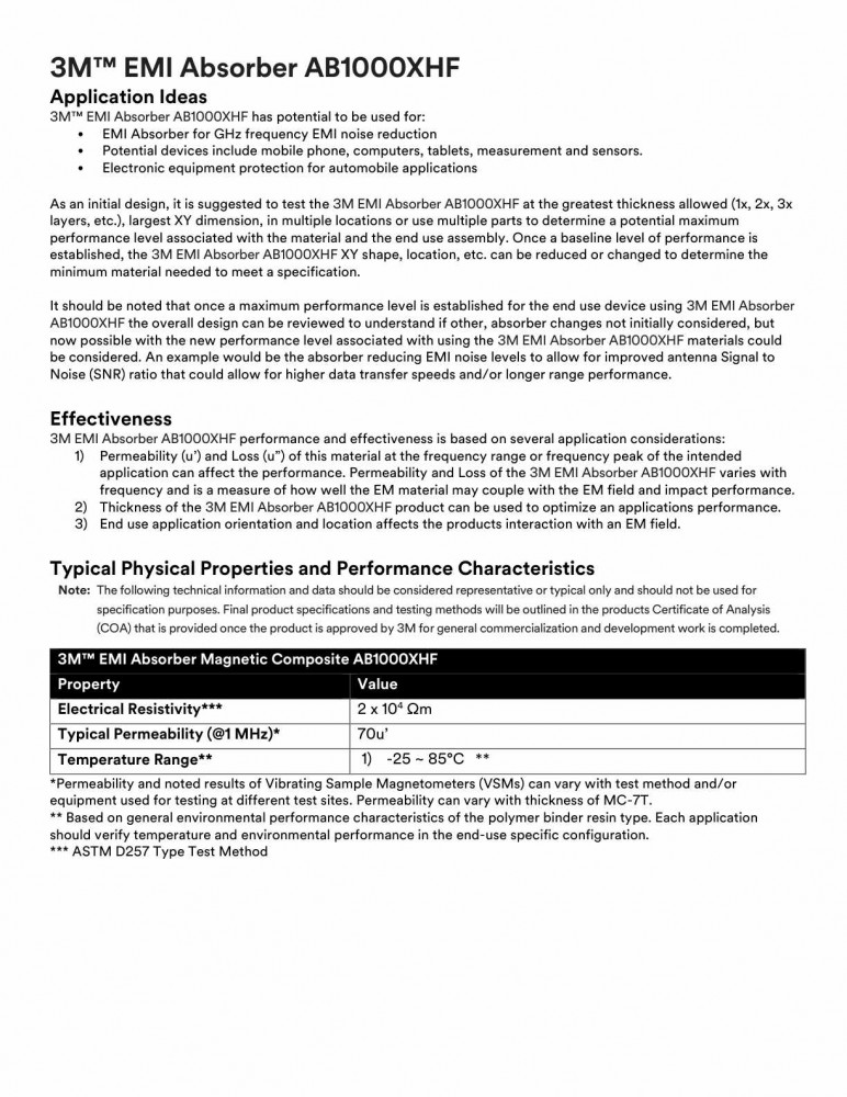 3M AB1000XHF technical document page 2