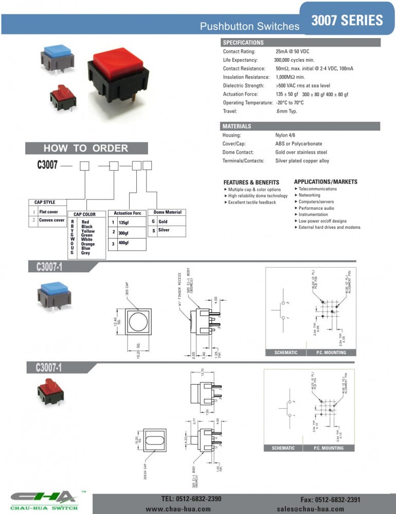 Cha C3007-1-W-1-V-T technical document page