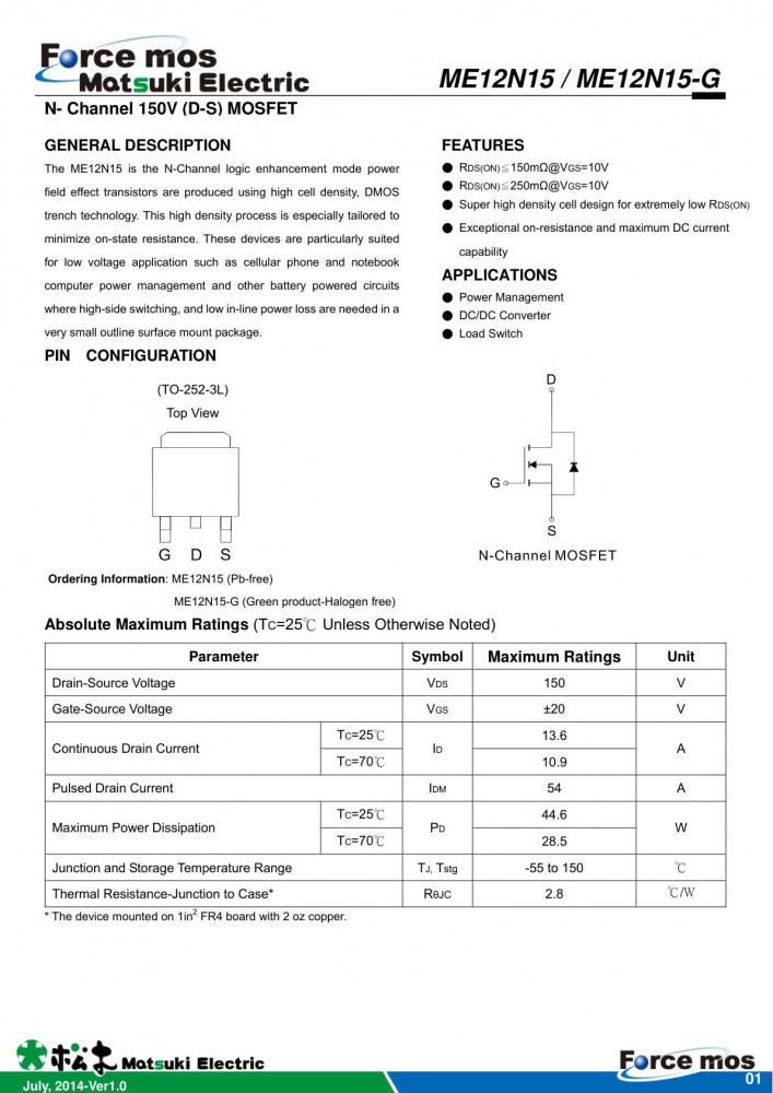 ME12N15 datasheet page 1