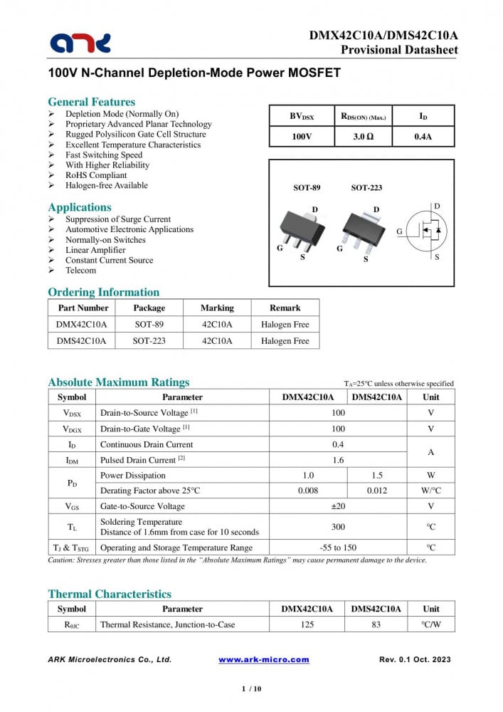 DMS42C10A datasheet page 1