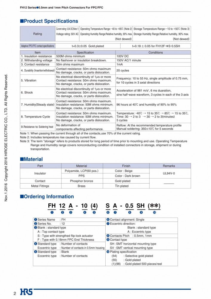HRS FH12 datasheet page 2
