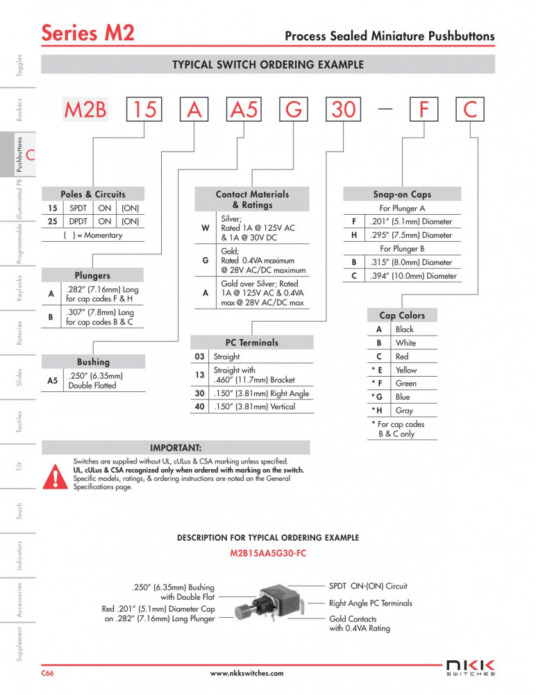 NKK Switches M2B series technical document page 3