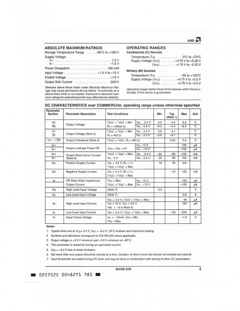 AM26LS29PC datasheet page 6