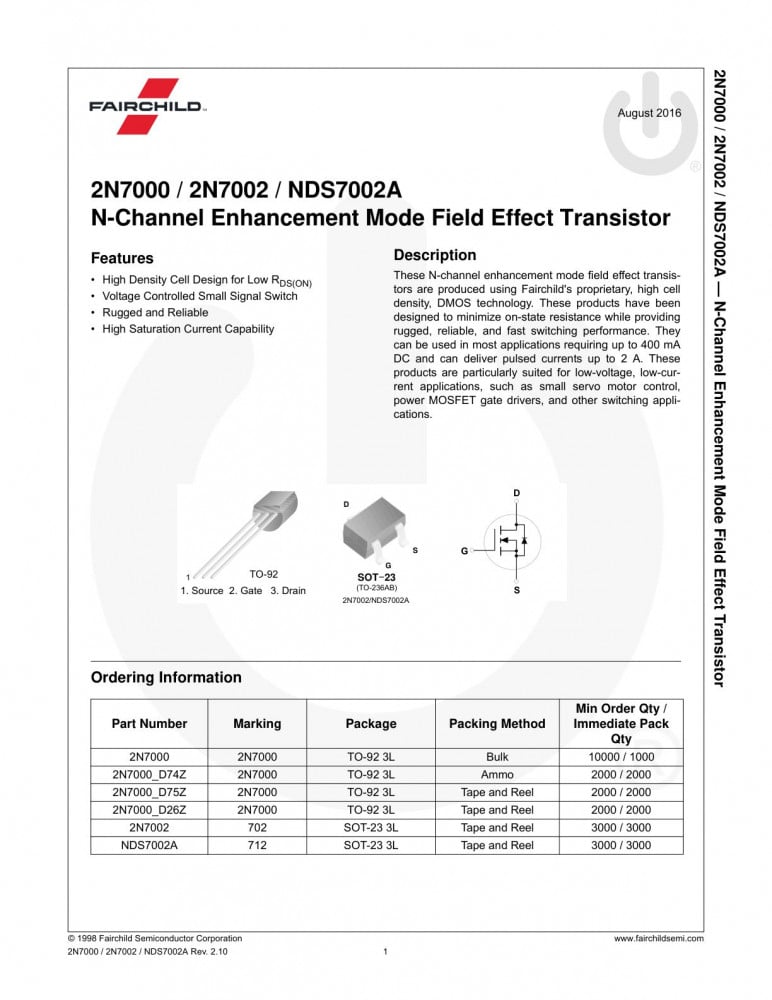 2N7002 datasheet page 2
