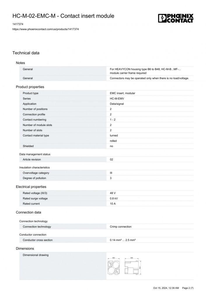 Phoenix Contact 1417374 technical document page 2