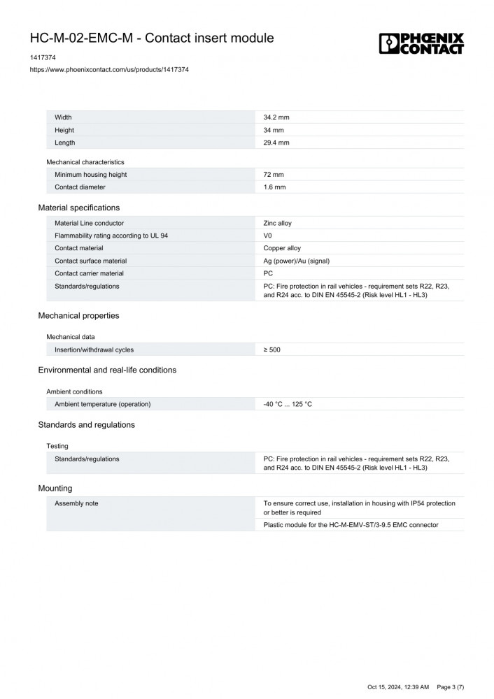Phoenix Contact 1417374 technical document page 3