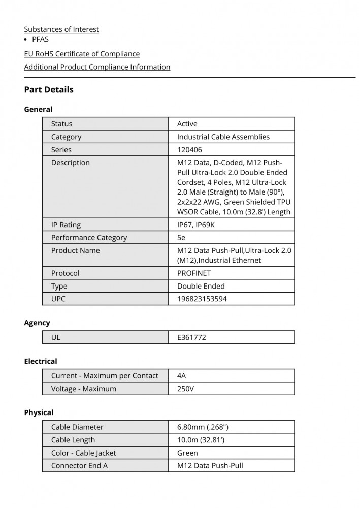 Molex series 120406 product drawing, page 2