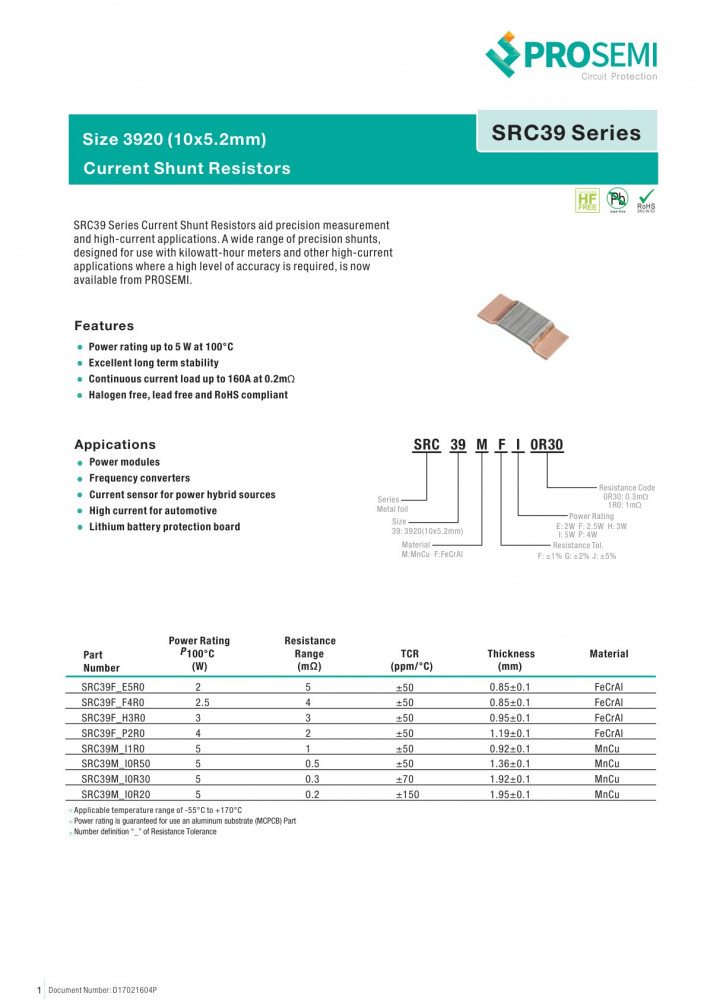 SRC39 series technical document page 1