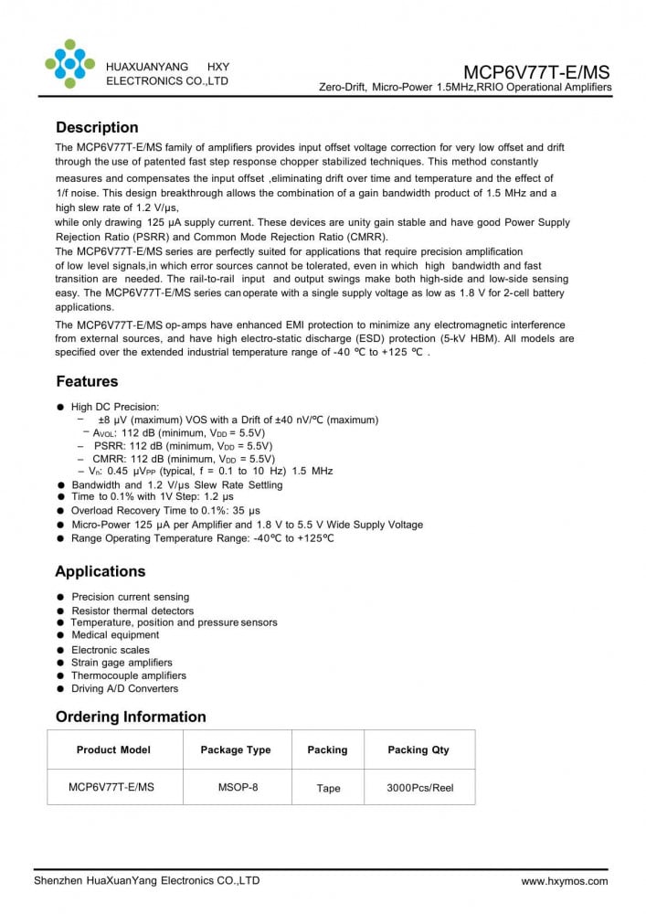 MCP6V77T-E/MS datasheet page 1