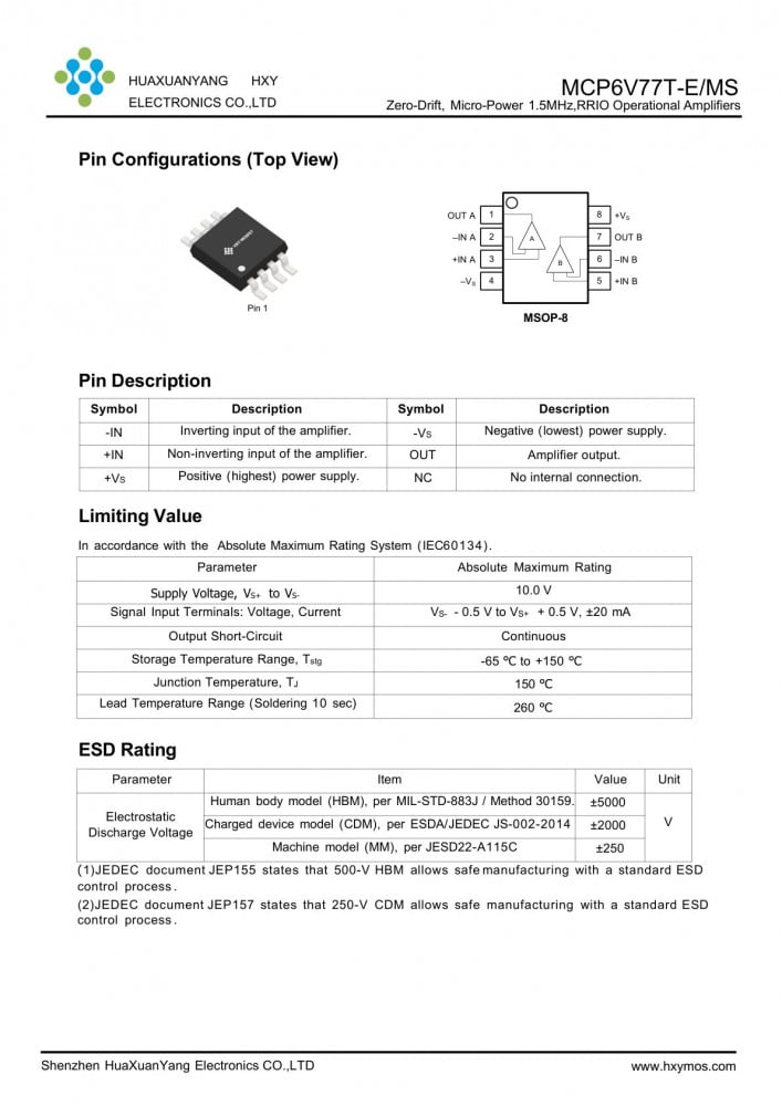MCP6V77T-E/MS datasheet page 2