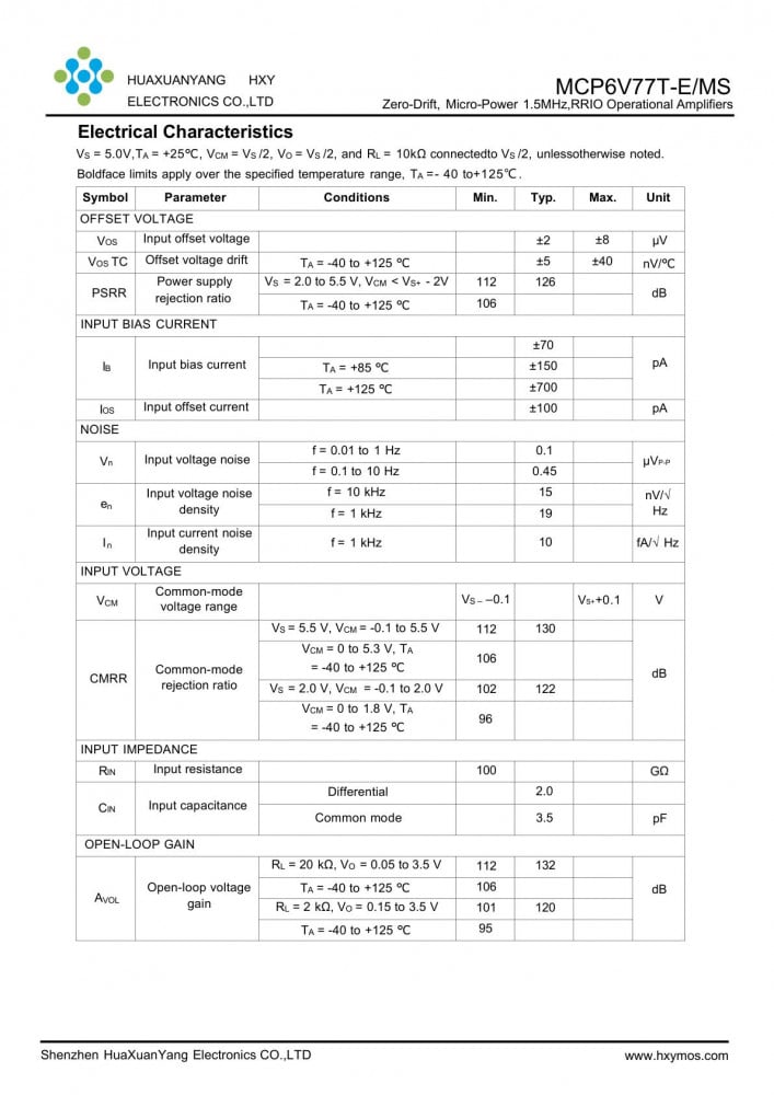 MCP6V77T-E/MS datasheet page 3