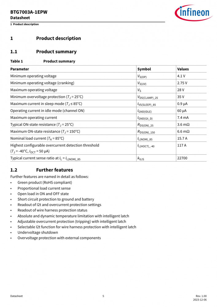 BTG7003A1EPWXUMA1 technical document page 5