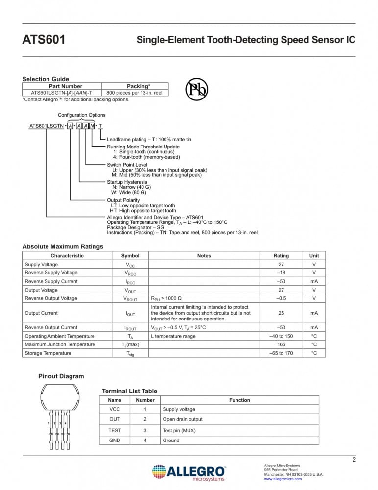 ATS601 datasheet page 2