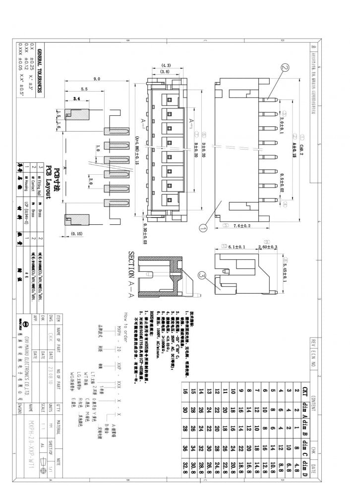 MXPH-2.0-07P-WT1-0-A dimensional drawing preview