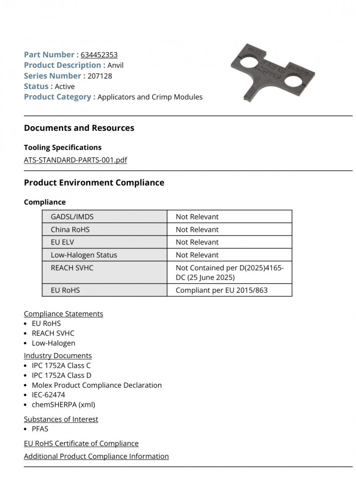 Tooling document preview, page 1