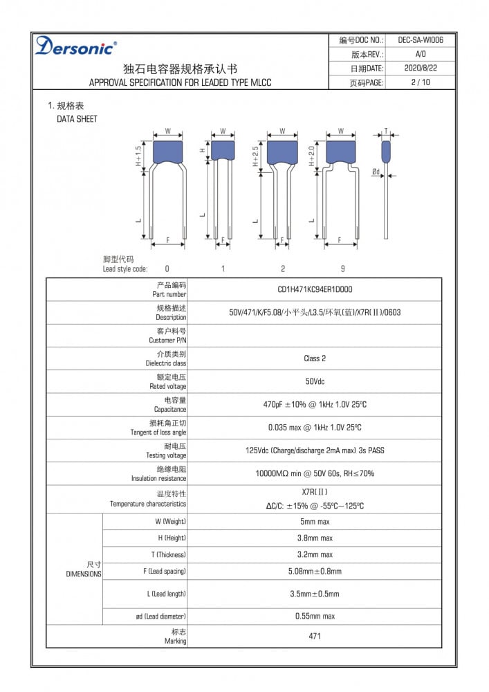 Dersonic approval specification page 3