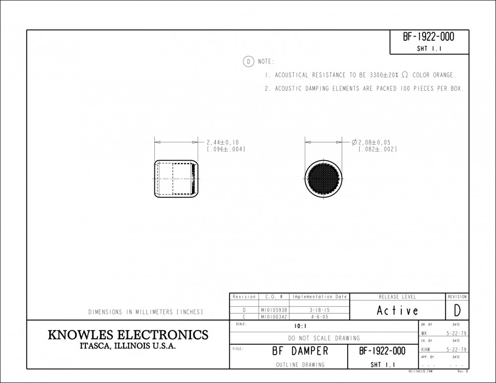 BF-1922-000 BF damper outline drawing