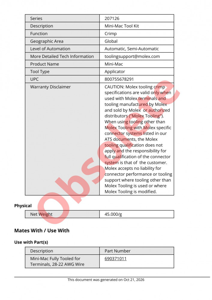 Technical document page 2 for MOLEX 690372011
