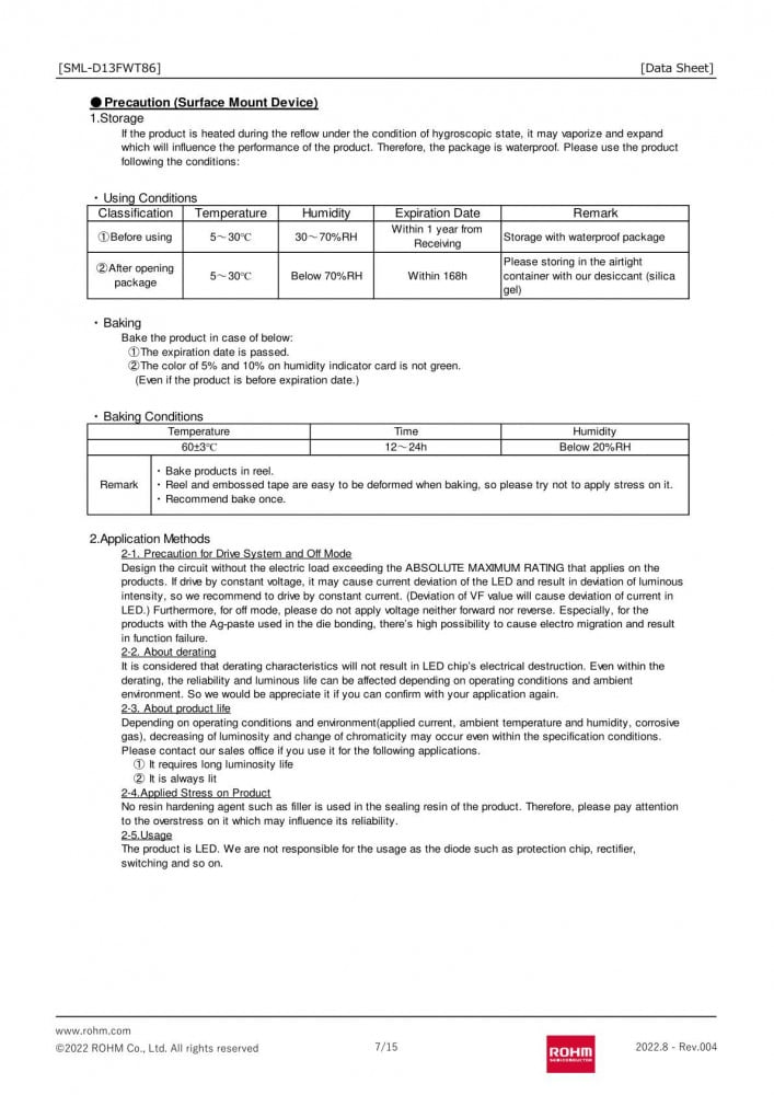 SML-D13FWT86 datasheet page 7
