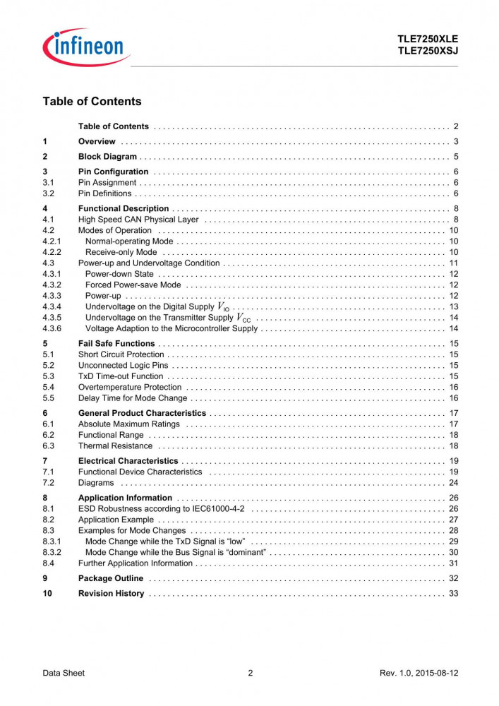 TLE7250XSJ datasheet page 2
