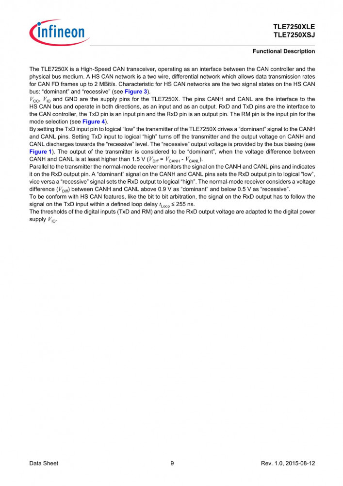 TLE7250XSJ datasheet page 9