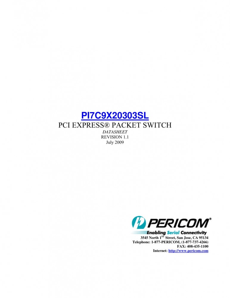 PI7C9X20303SL datasheet page 1