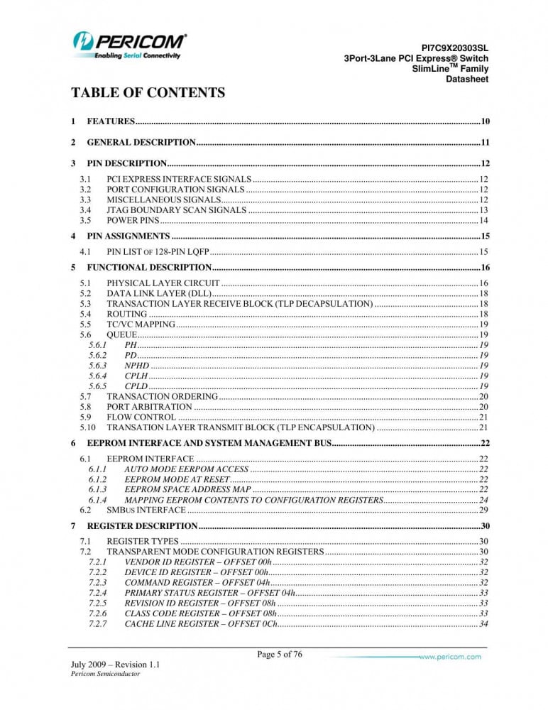 PI7C9X20303SL datasheet page 5