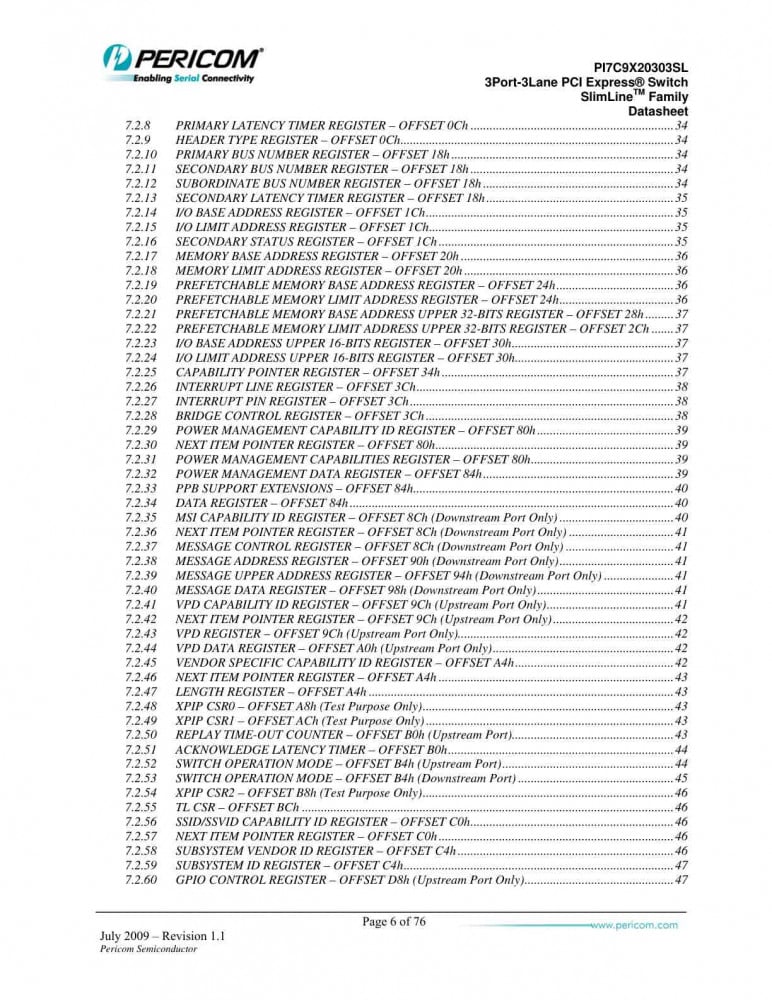 PI7C9X20303SL datasheet page 6