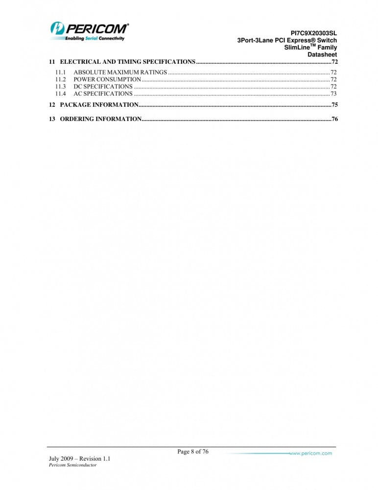 PI7C9X20303SL datasheet page 8