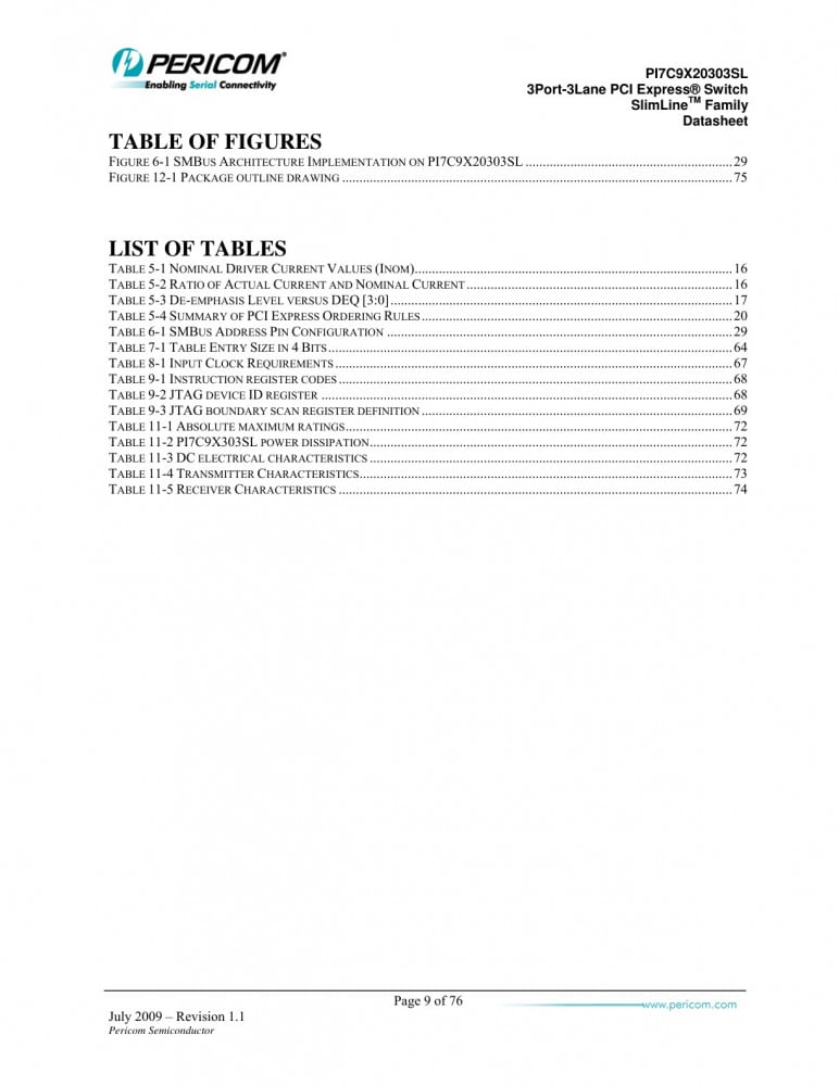 PI7C9X20303SL datasheet page 9