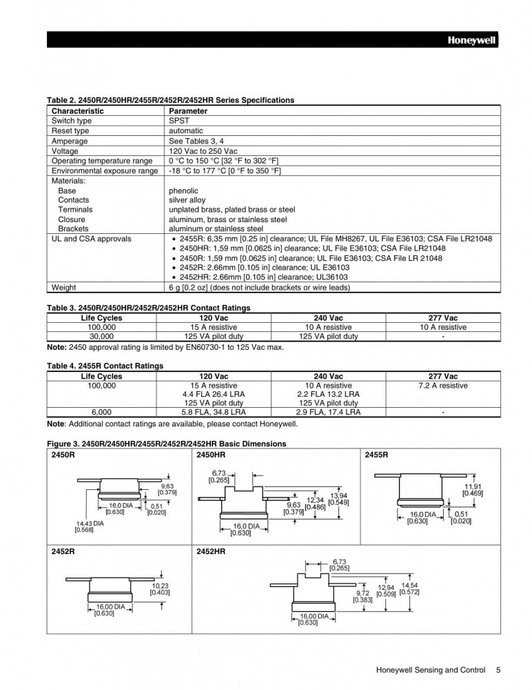 Honeywell commercial thermostat datasheet page 5