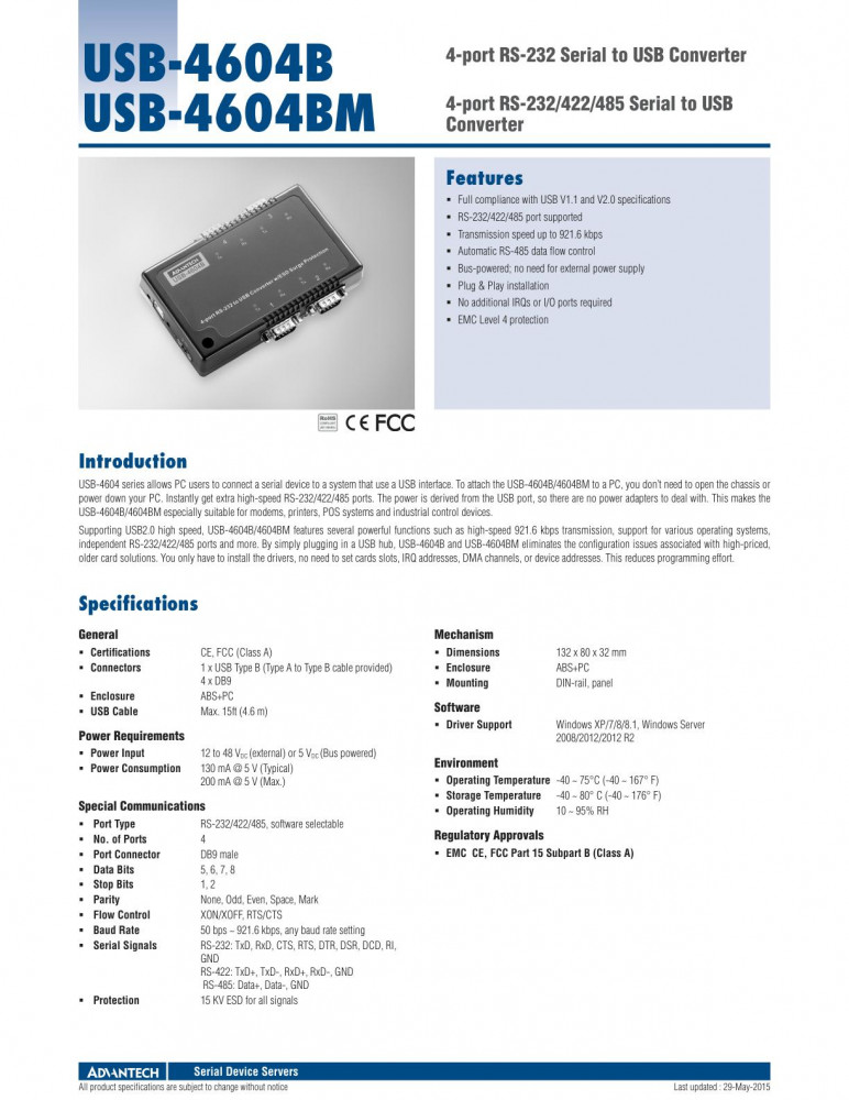 USB-4604B product documentation page 1