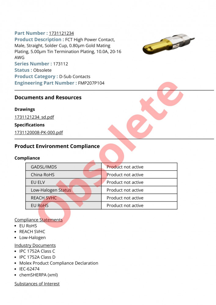 MOLEX 1731121234 technical document page 1