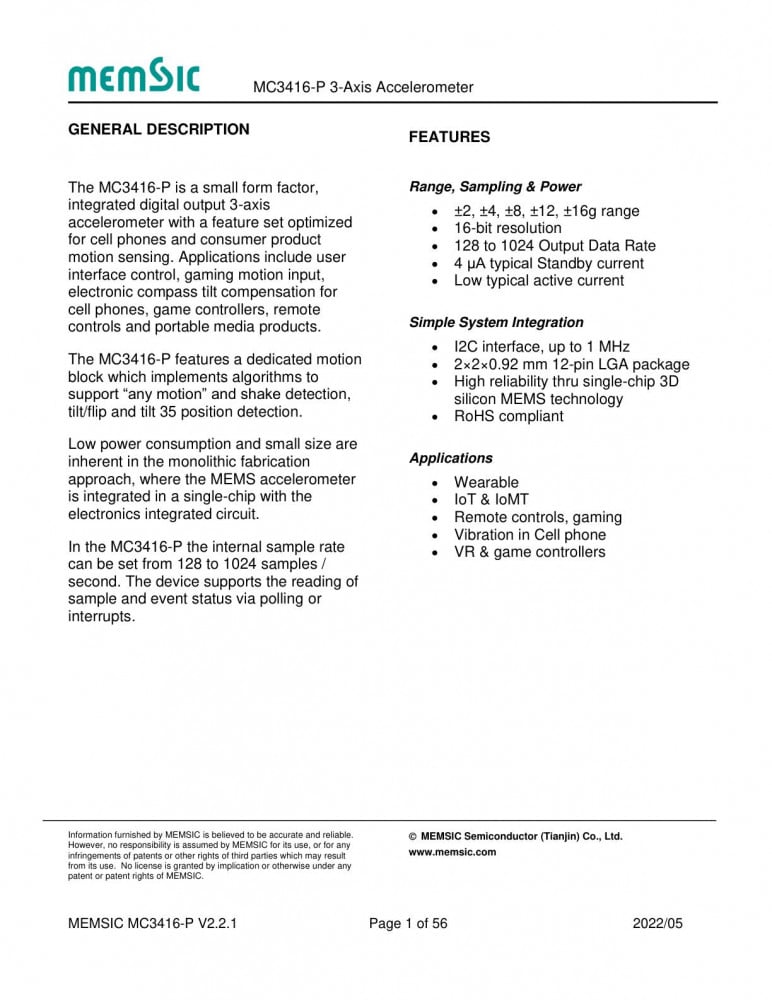 MC3416-P datasheet page 1