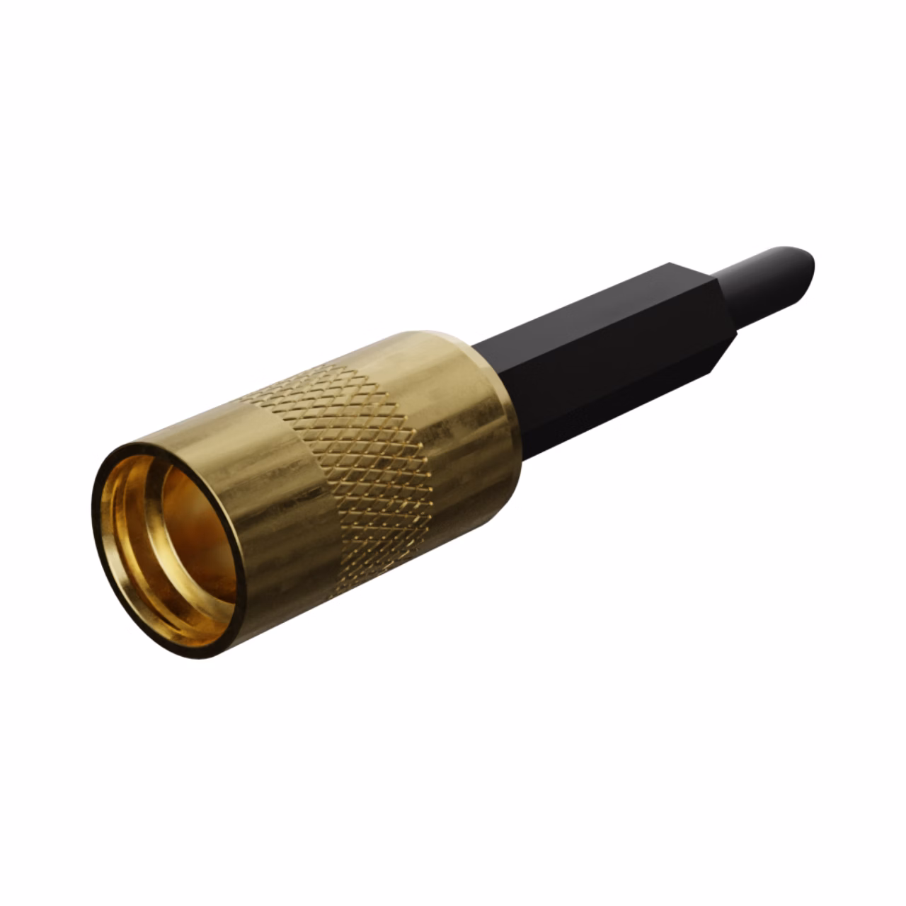 MMCX Jack, Straight, Crimp, 1.13mm Cable, Brass Body, Black Zinc (Zn) Plated, 200 Pieces Per Bag, 50 Ohms for sale