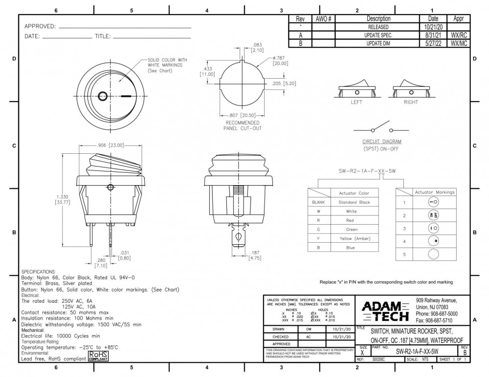 ADAM TECH SW-R2-1A-F-1-5W technical document page